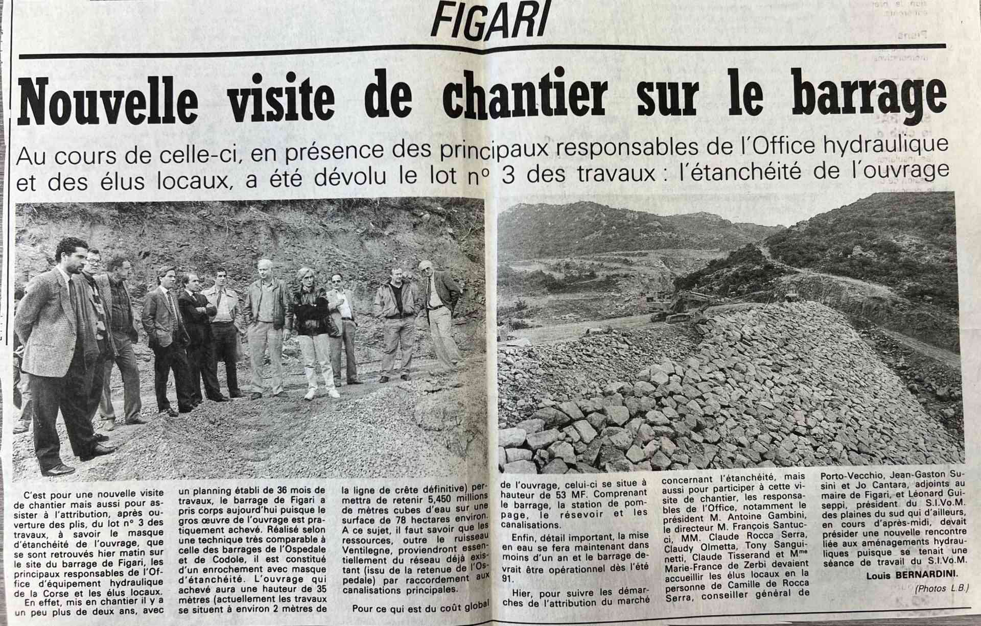 Création du Barrage de Talza - Cumuna di Figari